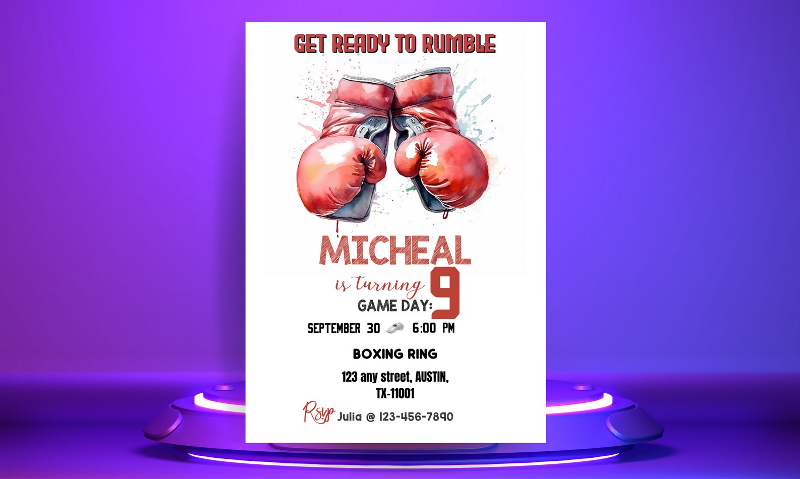 Boxing Birthday Invitation Boxing Party Invite Template Instant ...