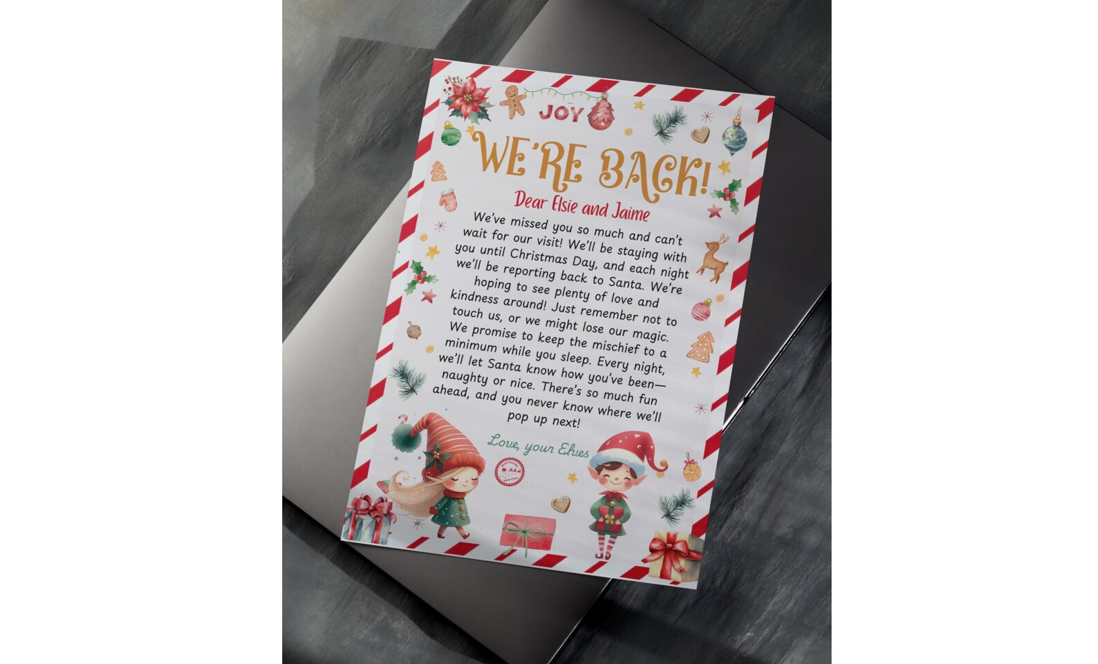 Editable Elves Arrival Letter Return Letter Christmas Elf We're Back ...