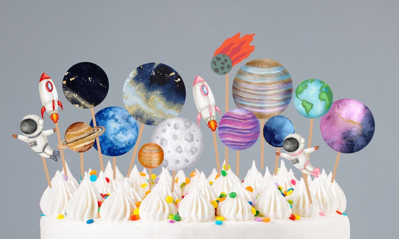 Space Birthday Cake Topper Galaxy Table Decor Centerpieces - Etsy