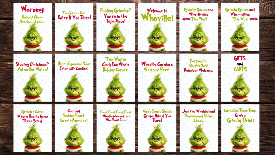 Grinch Party Decor Sign Bundle, Christmas Grinch Sign, Grinch Baby ...