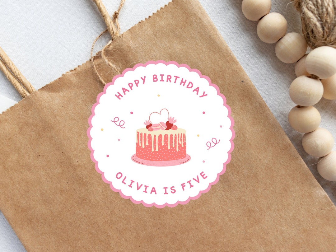 Happy Birthday Cake Stickers, Custom Happy Birthday Labels, Birthday ...