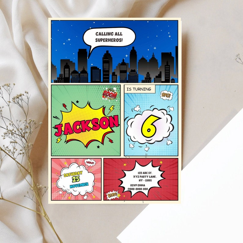 Editable Superheroes Birthday Invitation, Superhero Birthday Invite ...