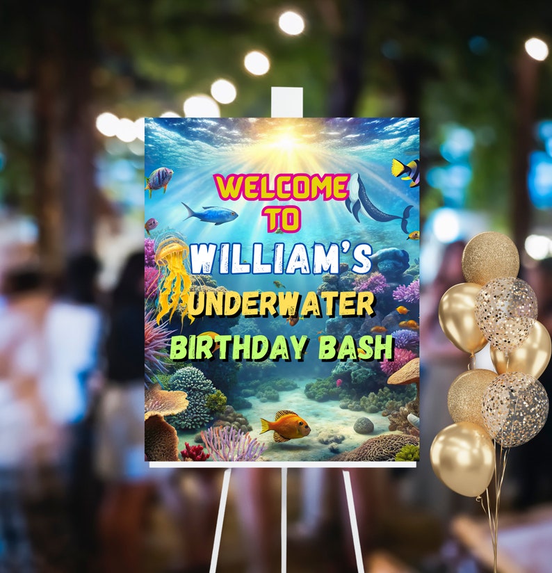 Customized Under the Sea Birthday Party Welcome Sign, Ocean Animals ...
