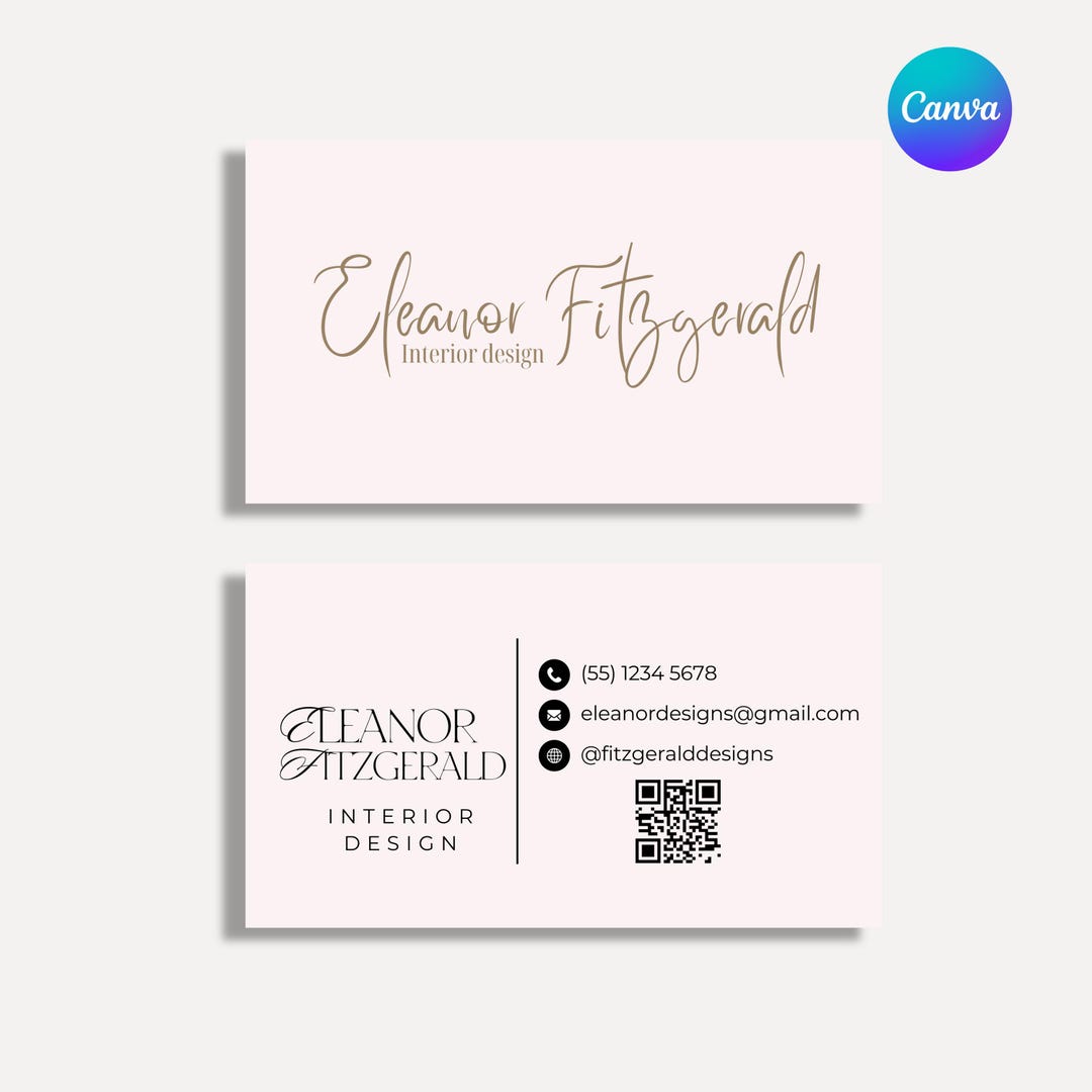 Editable Minimalist QR Code Business Card Template, Elegant Business ...