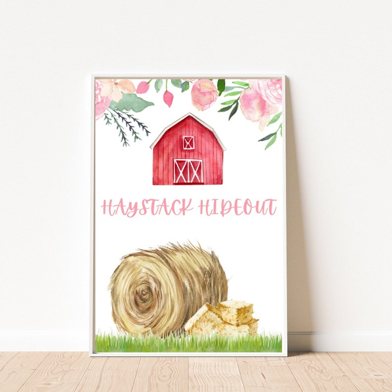 Haystack Hideout Table Sign Farm Animals Birthday Decorations Barnyard ...