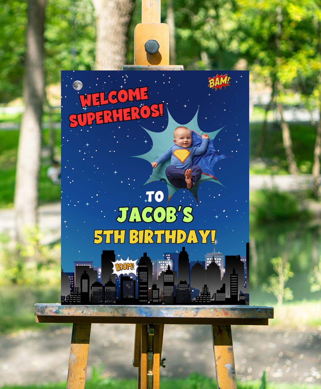 Superhero Birthday Welcome Sign With Photo, Superhero Party, Super Hero ...