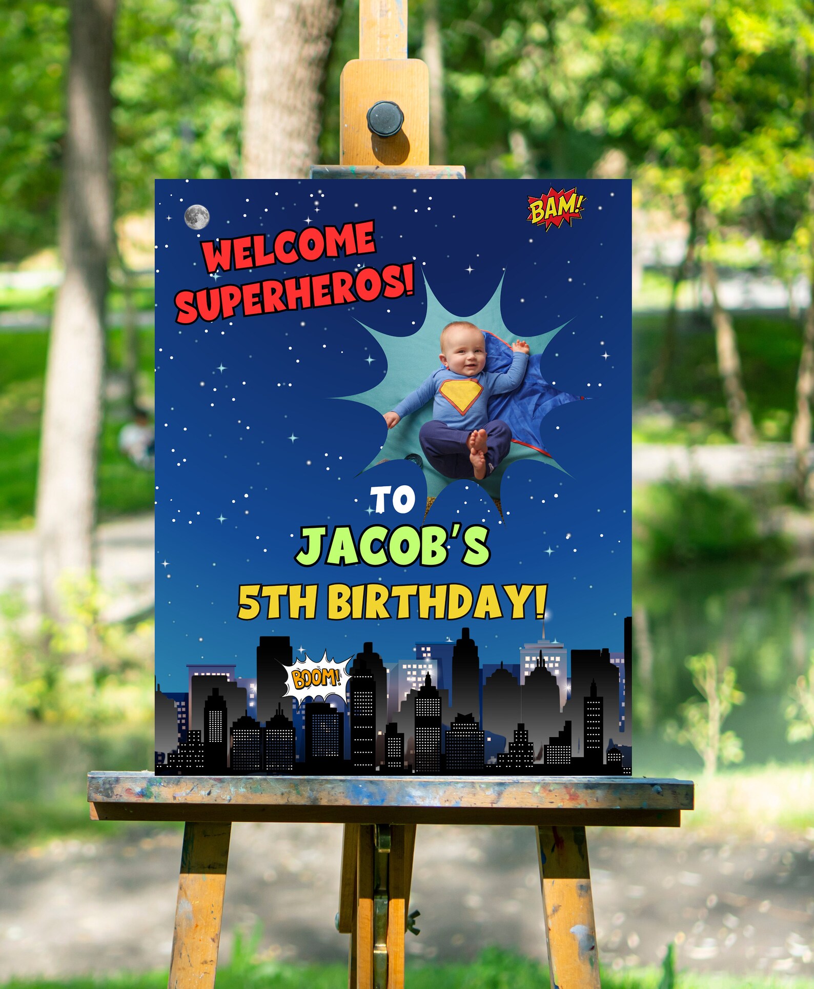 Superhero Birthday Welcome Sign With Photo, Superhero Party, Super Hero ...
