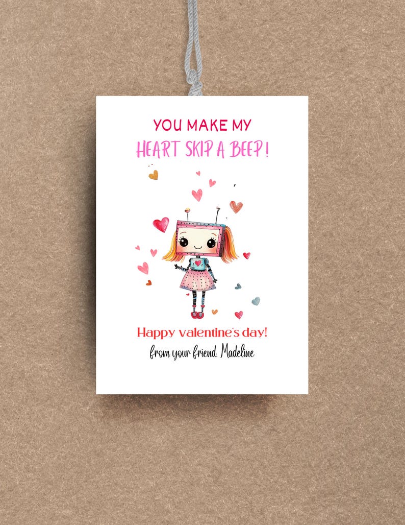 Robot Valentine Favor Tag: 'you Make My Heart Skip a Beep' (digital ...