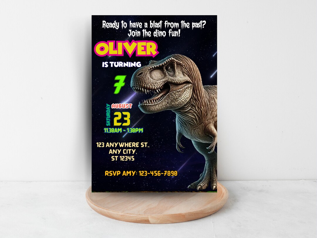 Invitación de cumpleaños de dinosaurio EDITABLE, invitación de T-Rex ...