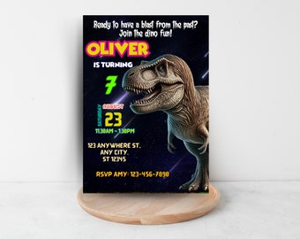 EDITABLE Dinosaur Birthday Invitation, T-rex Invitation, Dinosaur ...