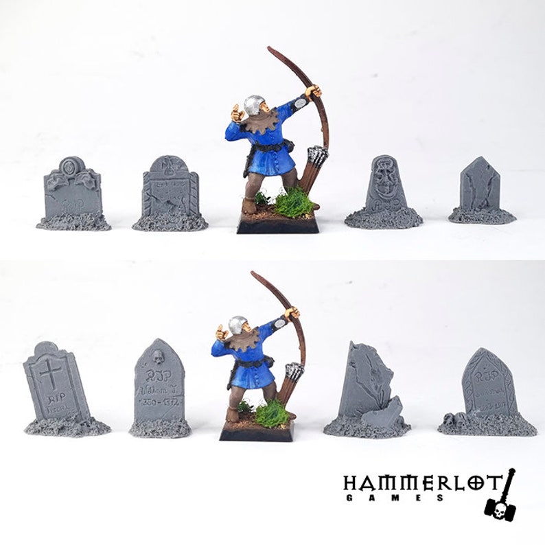 Undead Graveyard Tombstones, 28mm 32mm, Tomb Cemetery RPG D&D Terrain ...