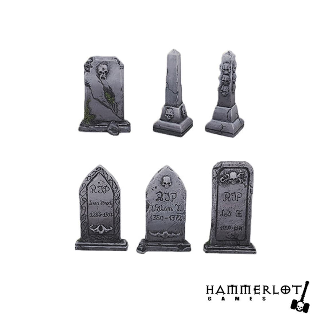 Headstones Tombs Undead Graveyard, 28mm 32mm Cemetery RPG D&D Terrain ...