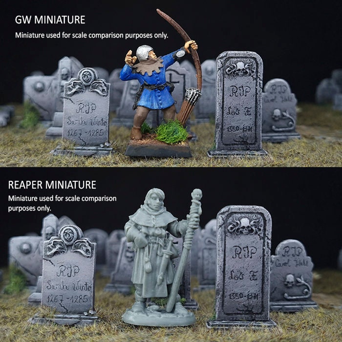 Headstones Tombs Undead Graveyard, 28mm 32mm Cemetery RPG D&D Terrain, Dnd, Tabletop, Dungeons ...