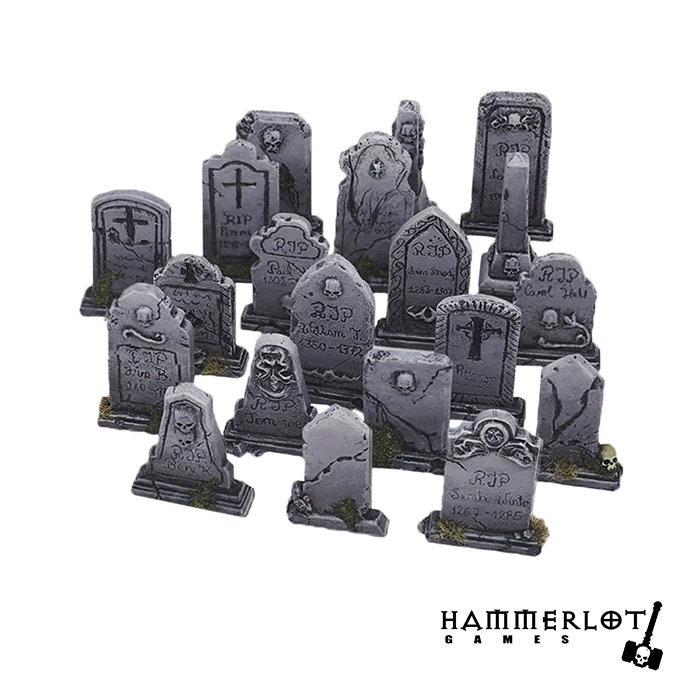 Headstones Tombs Undead Graveyard, 28mm 32mm Cemetery RPG D&D Terrain ...