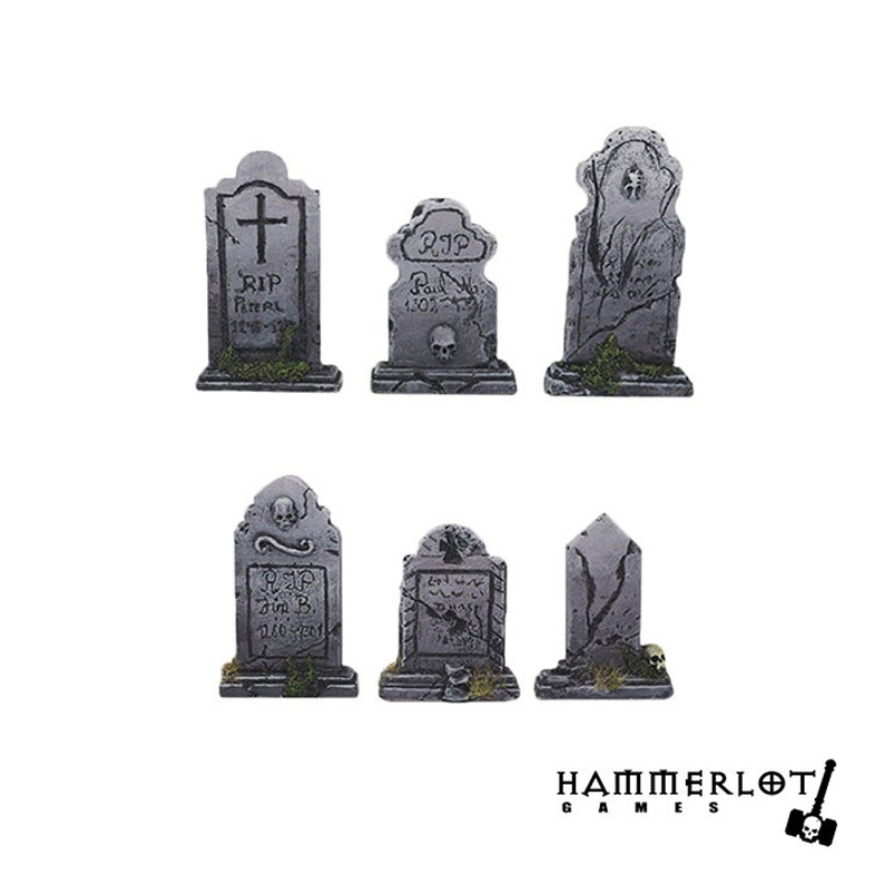 Headstones Tombs Undead Graveyard, 28mm 32mm Cemetery RPG D&D Terrain ...