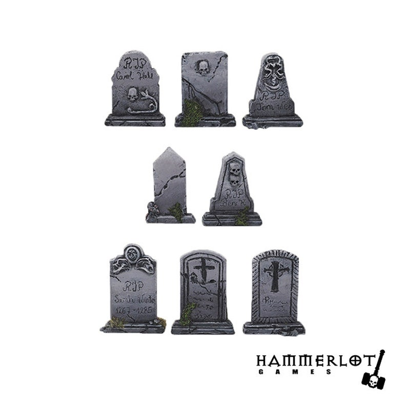 Headstones Tombs Undead Graveyard, 28mm 32mm Cemetery RPG D&D Terrain ...