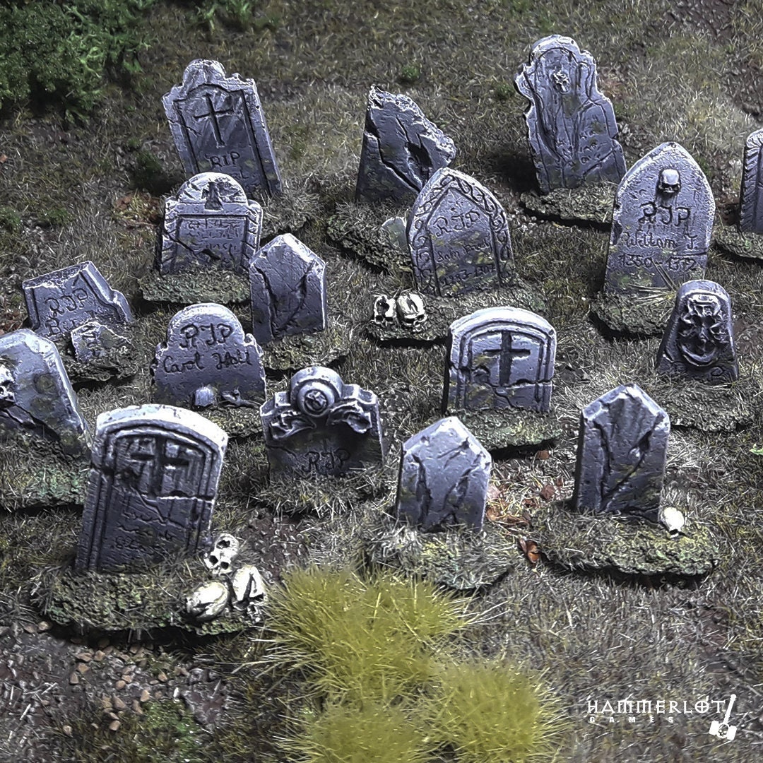 Undead Graveyard Tombstones, 28mm 32mm, Tomb Cemetery RPG D&D Terrain, Dnd, Tabletop, Boardgame ...