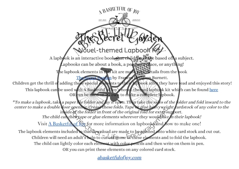 The Secret Garden Novel-lapbook Kit - Etsy