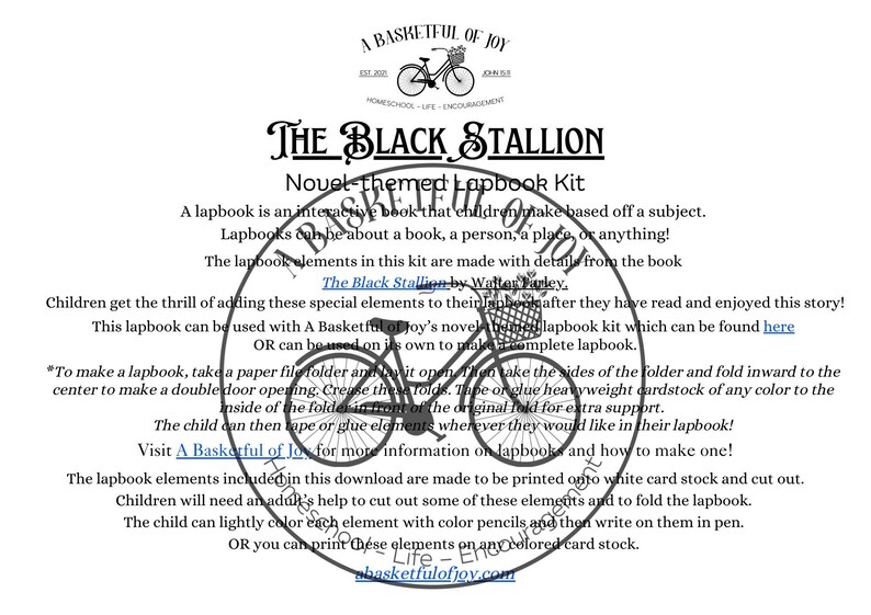 The Black Stallion Novel-lapbook Kit - Etsy