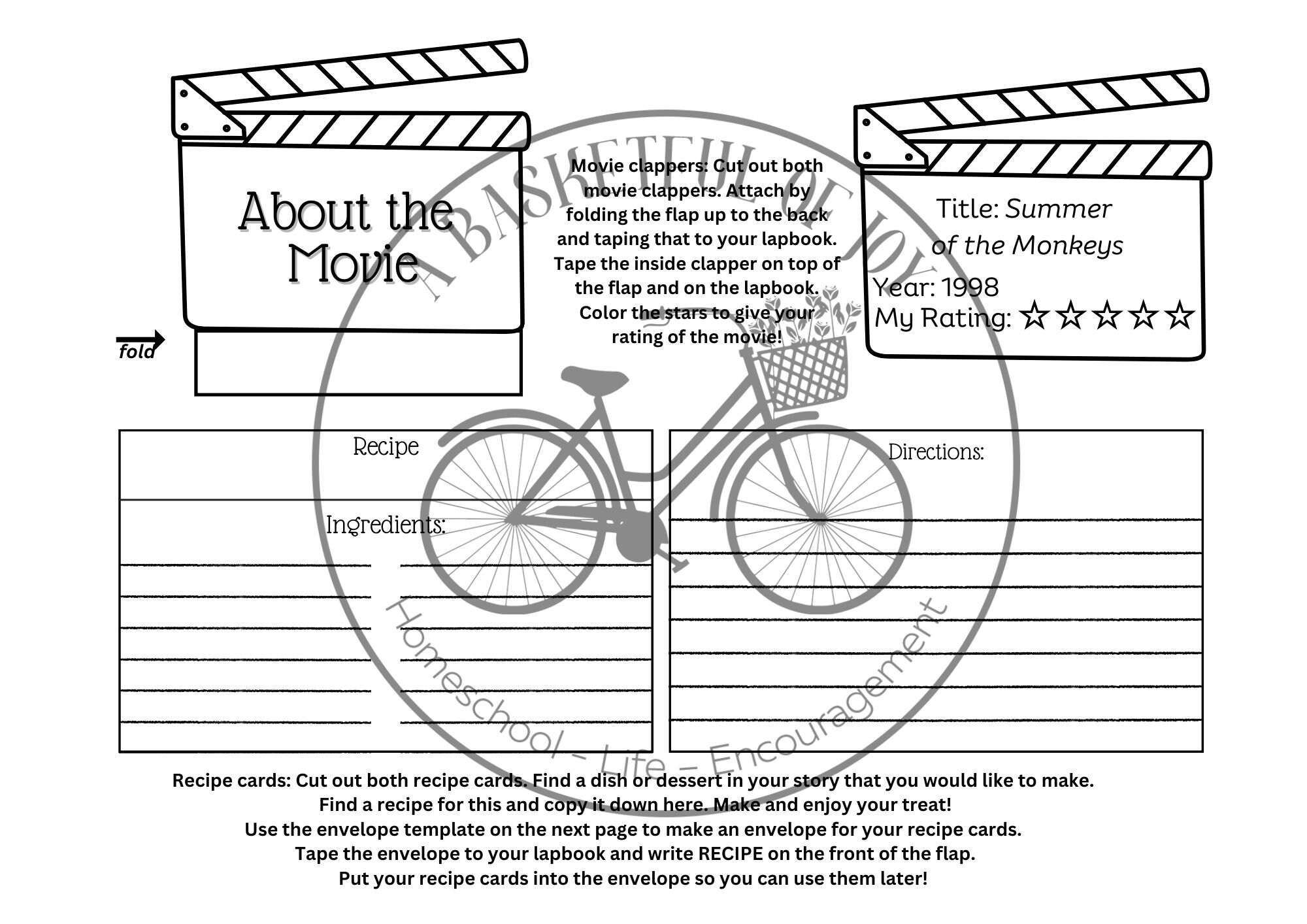 Lapbook Kit ADD ON- Summer of the Monkeys Novel-themed Elements - Etsy