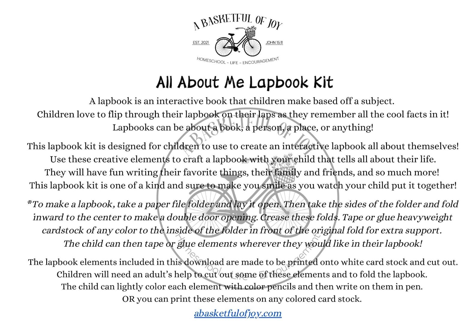 All About Me - Child's Lapbook Kit - Etsy