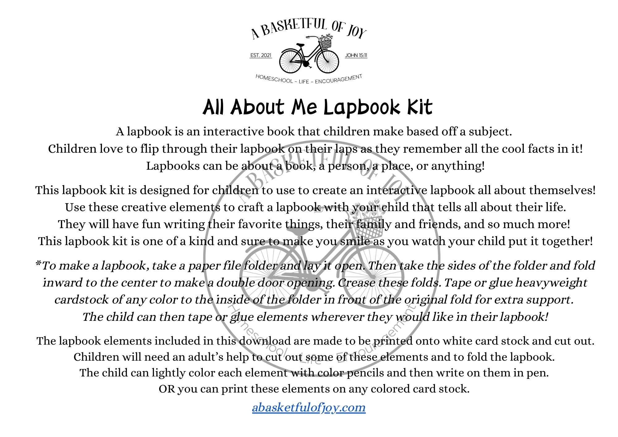 All About Me - Child's Lapbook Kit - Etsy