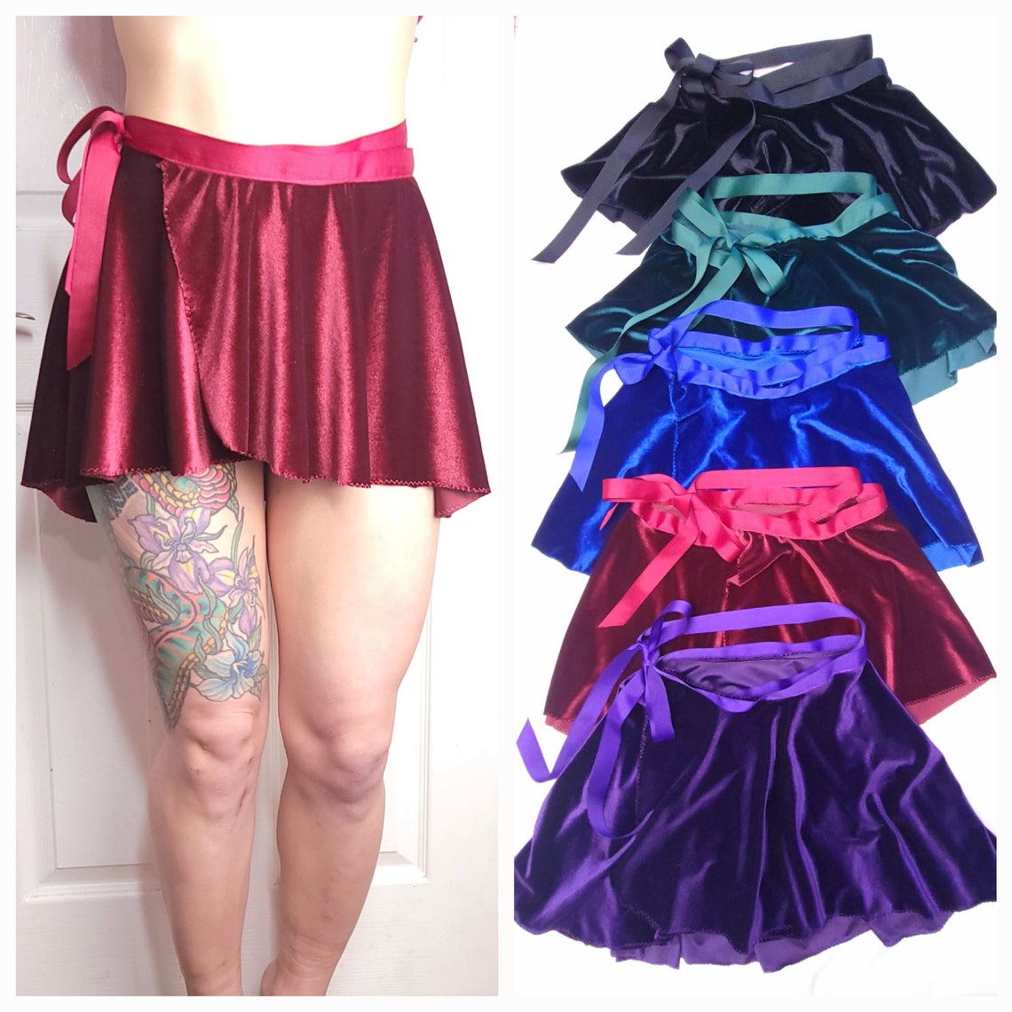 Velvet Wrap Mini Skirt Dance Skirt Wrap Skirt Premium Velvet Skirt ...