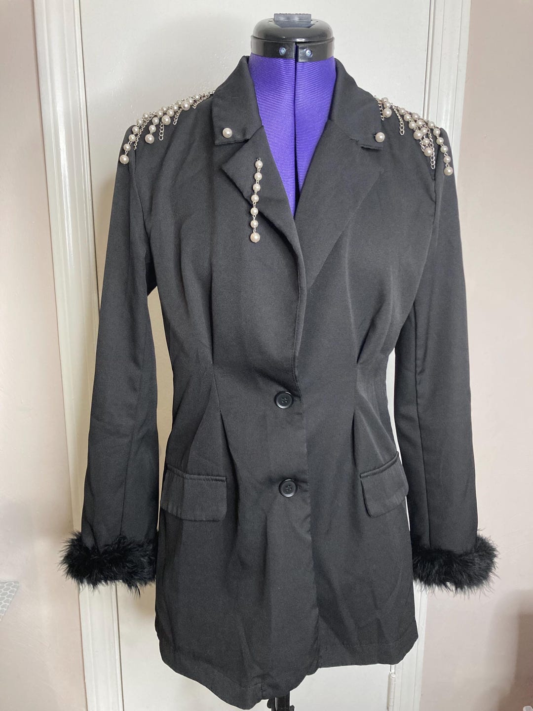 Beaded, Feather Sleeves Blazer - Etsy