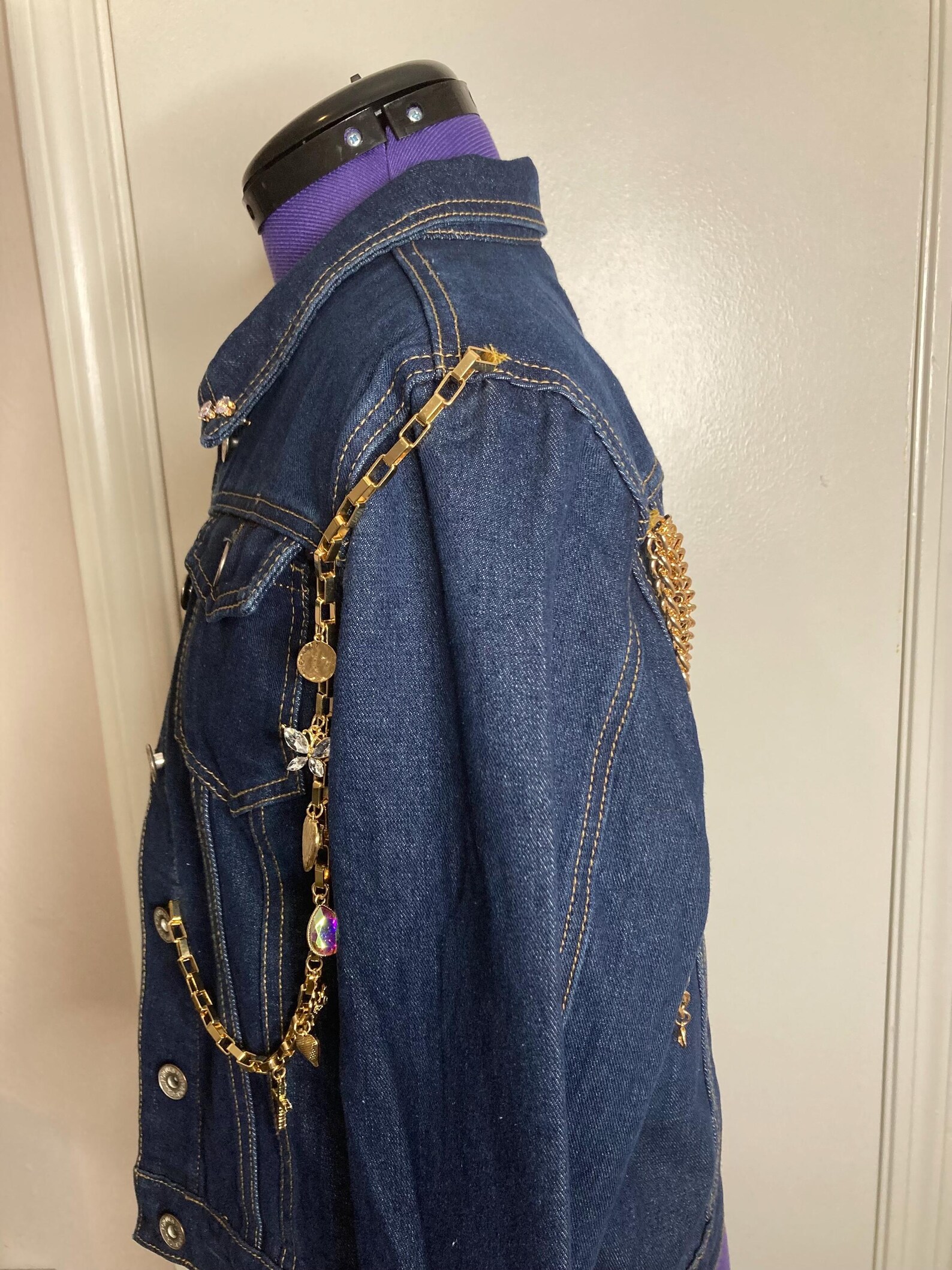 Reworked Chain Denim Jacket - Etsy