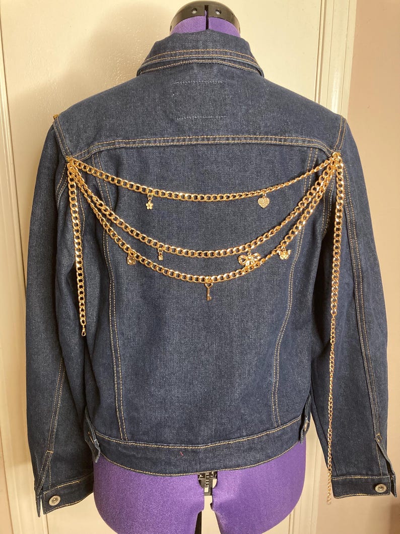 Reworked Chain Denim Jacket - Etsy