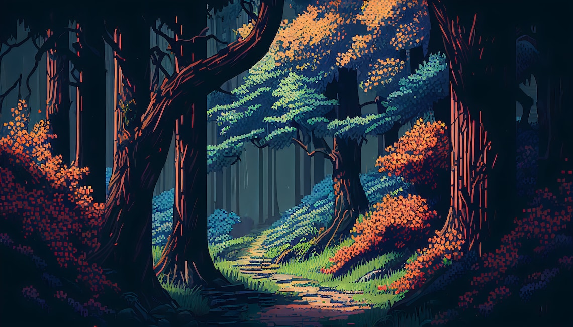 5 Pixel Art Enchanted Forest Background Assets 4k Wallpaper Perfect for ...