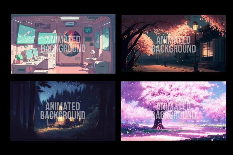 4 ANIMATED BACKGROUNDS BUNDLE Full Hd Lofi Perfect Looped Vtuber Twitch ...