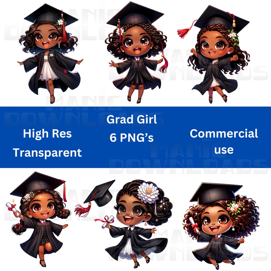 Graduation Girl Clipart -6 African American Female Graduate Pngs ...