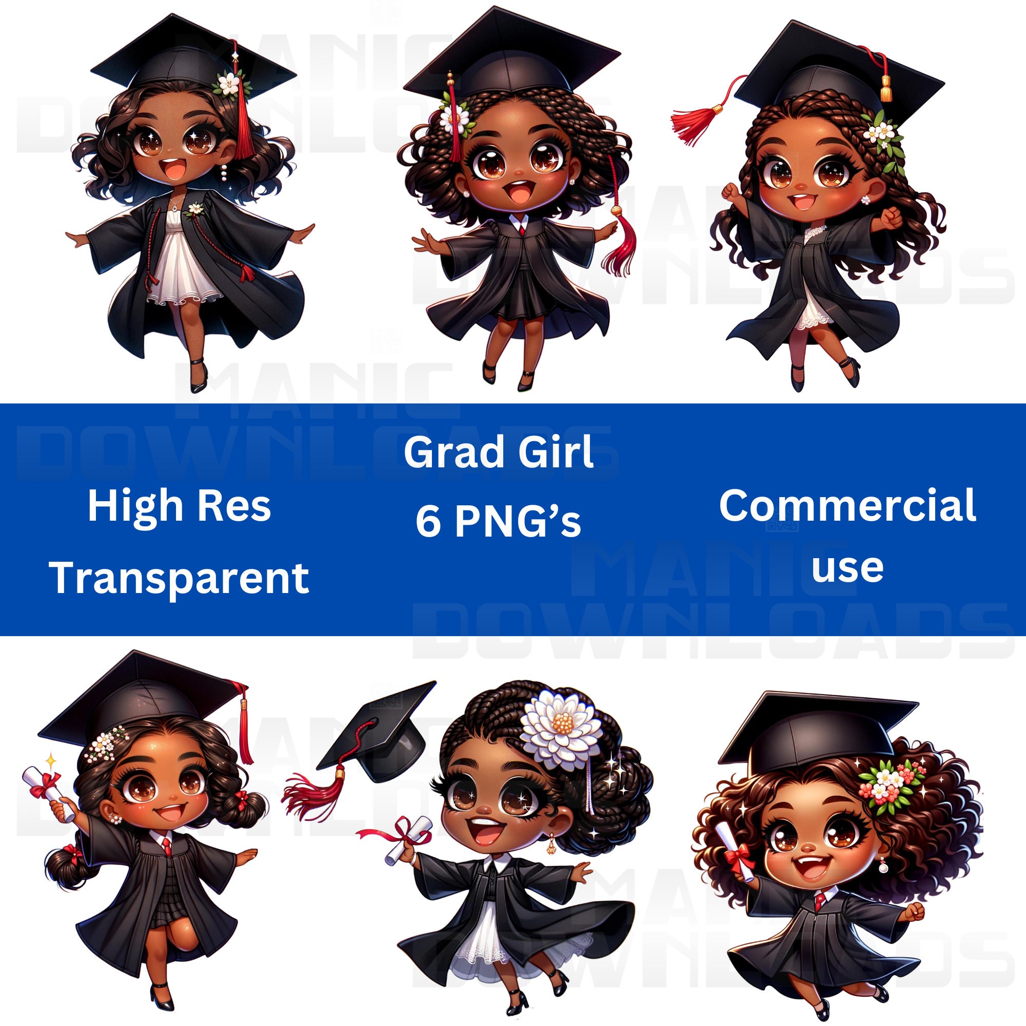 Graduation Girl Clipart -6 African American Female Graduate Pngs ...