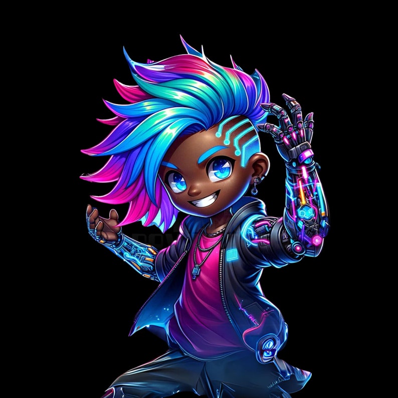 Futuristic Afro-techno Kid2: Exclusive Digital Art Print, High ...