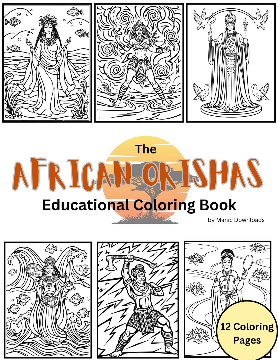 African Orishas Digital Coloring Book | 12 Educational Coloring Pages ...