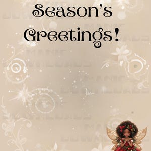African American Christmas Fairy Art: Digital Holiday Greetings Card ...