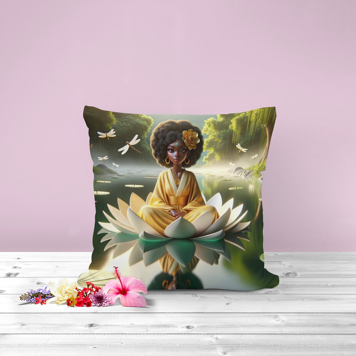 Melanin 3D Digital Print, Chibi Style African American Art, Zen Garden ...