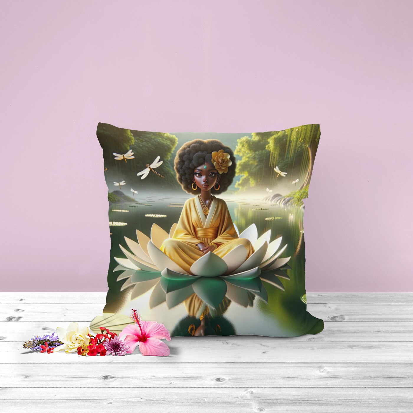 Melanin 3D Digital Print, Chibi Style African American Art, Zen Garden ...