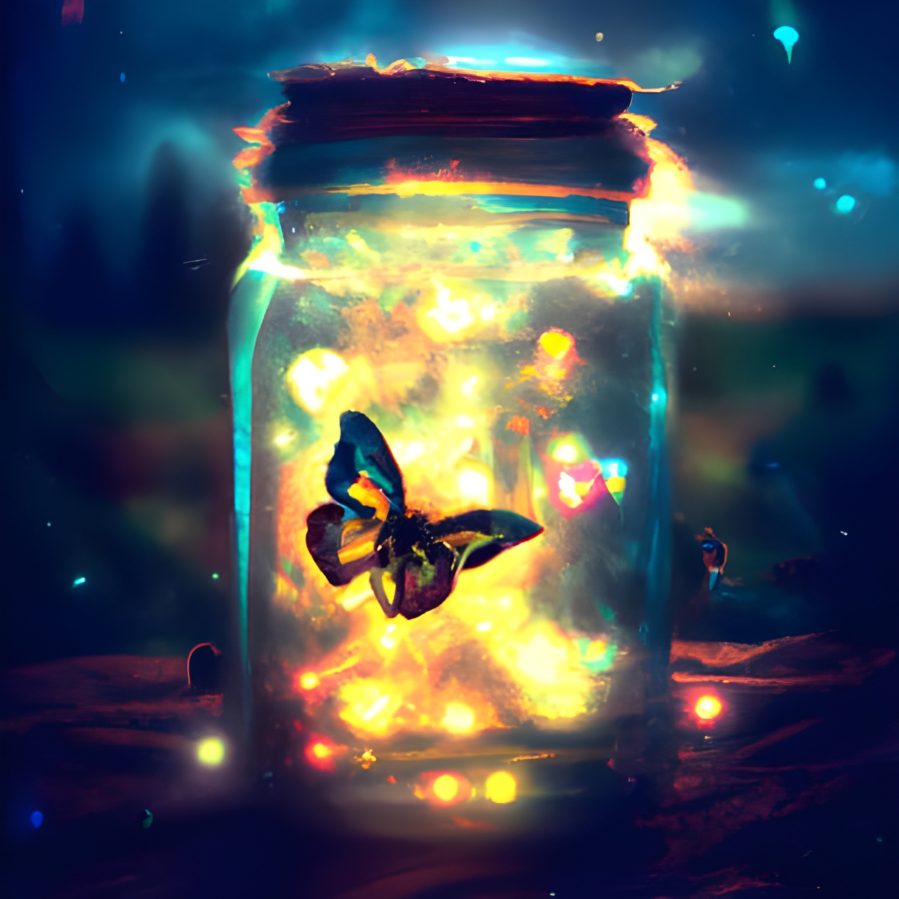 Jar of Dreams-butterflies-fairy Lights - Surreal Art - Fantasy Art - AI ...