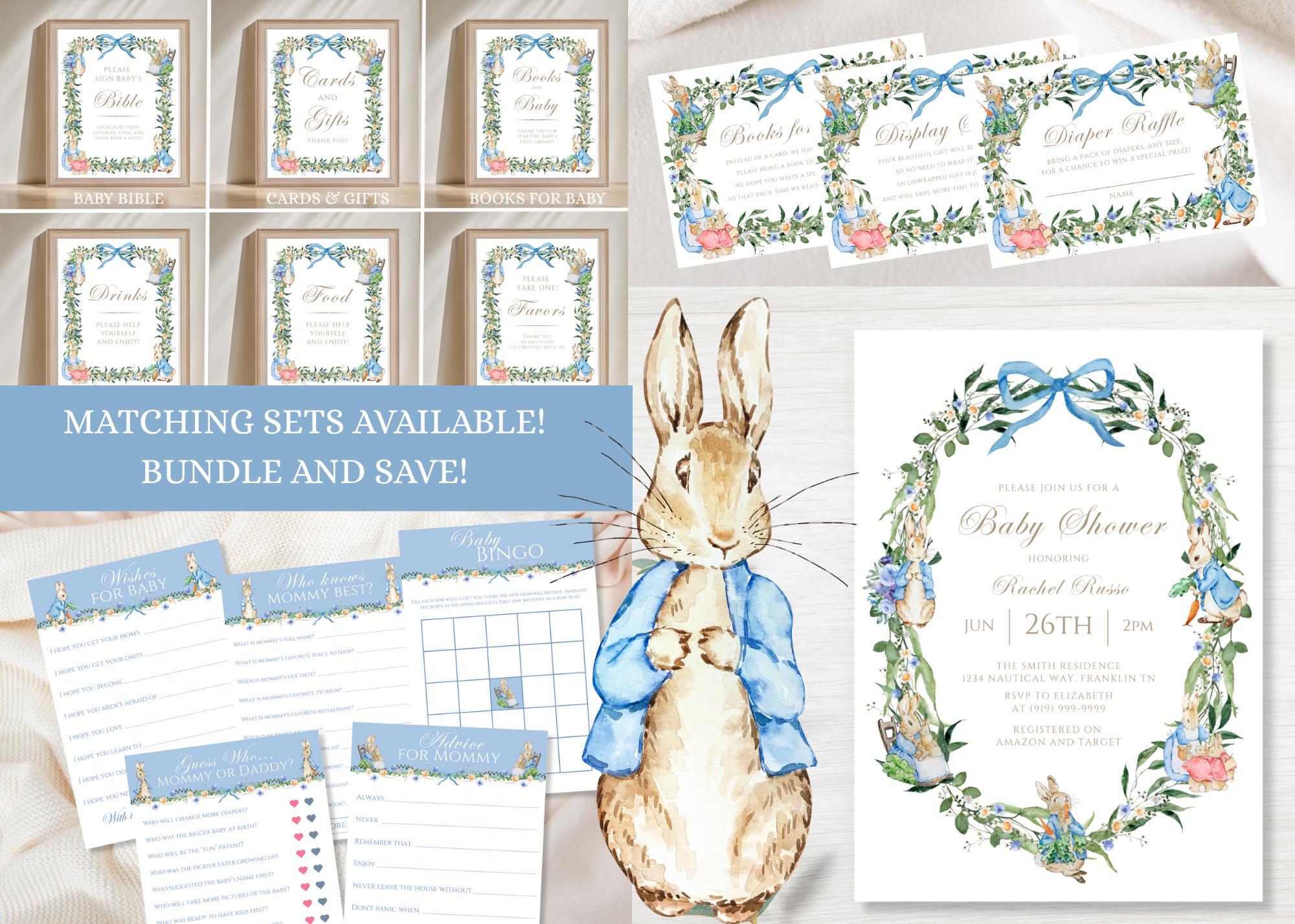 Peter Rabbit Baby Shower Game Bundle, Beatrix Potter Editable Baby ...