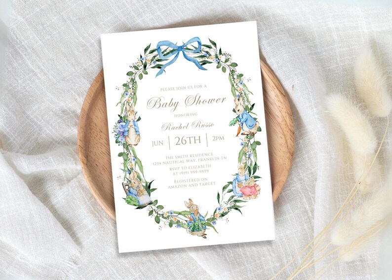 Peter Rabbit Baby Shower Invitation, Instant Download, Editable Invite ...