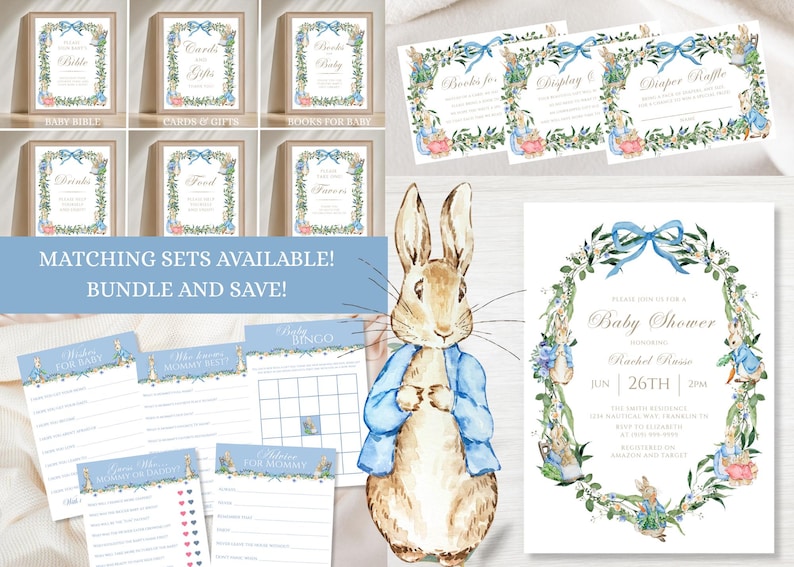 Peter Rabbit Baby Shower Invitation Template, Instant Download ...
