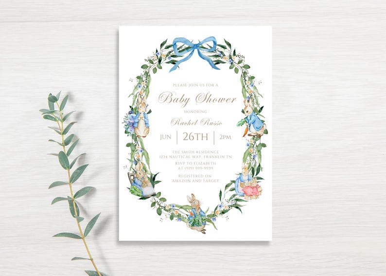 Peter Rabbit Baby Shower Invitation, Instant Download, Editable Invite ...