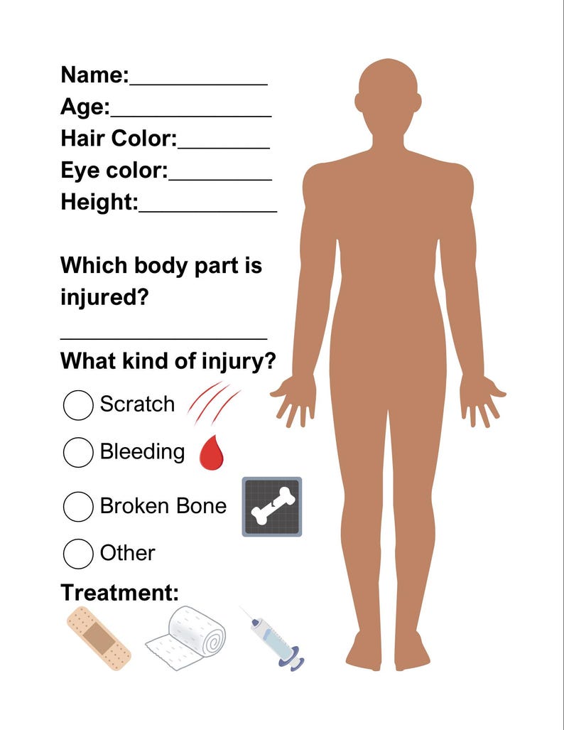 Doctor Pretend Play Pages for Toddlers With X-rays (printable) - Etsy