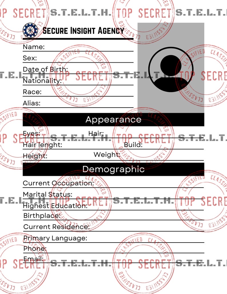 Suspect Profiles (police, Spy, Detective Play) - Etsy