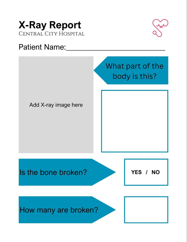 Doctor Pretend Play Pages for Toddlers With X-rays (printable) - Etsy