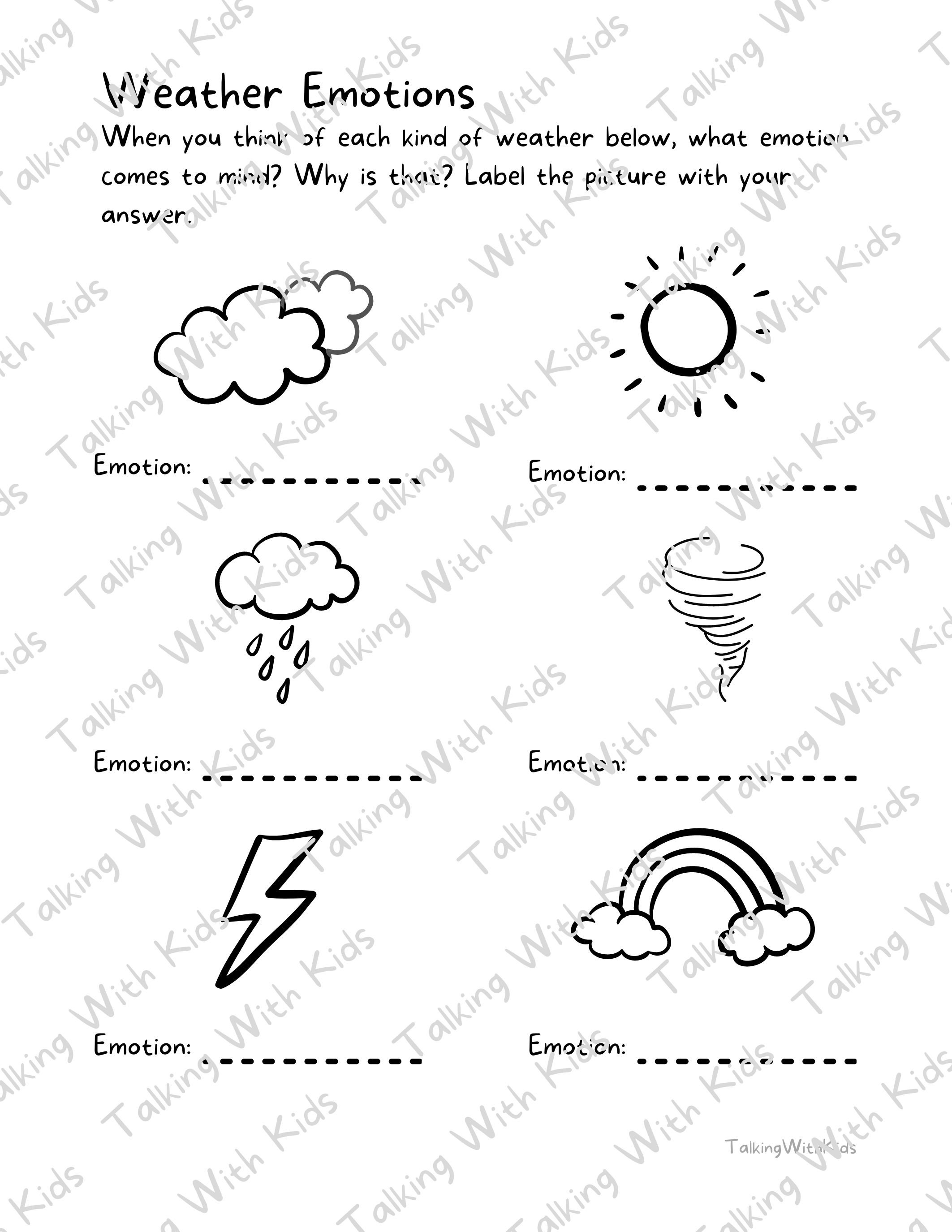 Weather Emotions Child Therapy Worksheet - Etsy