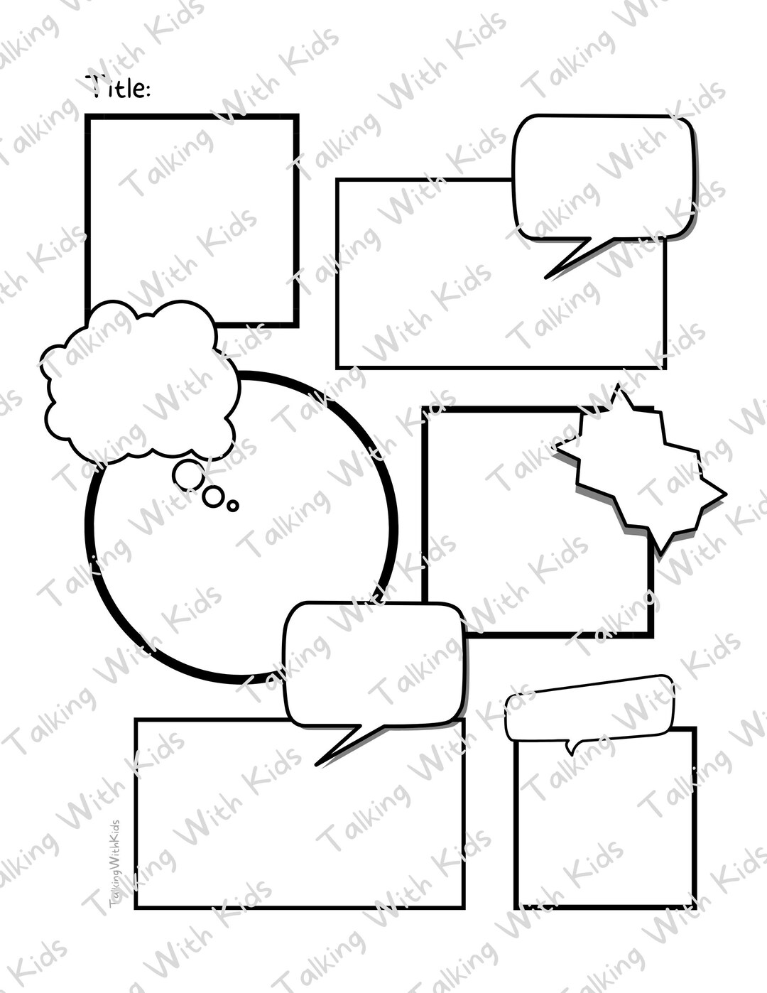 Blank Comic Strip Black and White Worksheet - Etsy UK