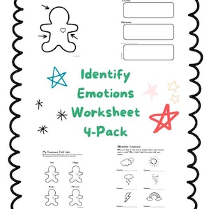 Identify Emotions Worksheet 4-pack | Mindfulness Worksheets - Etsy